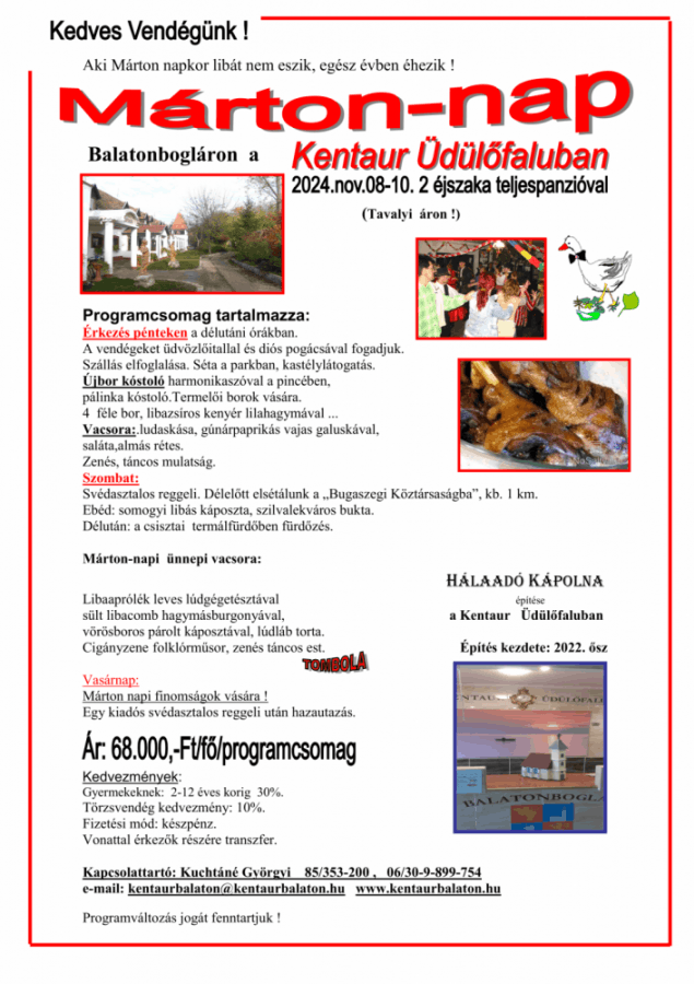 Márton-nap Balatonboglár 2024 - Programturizmus