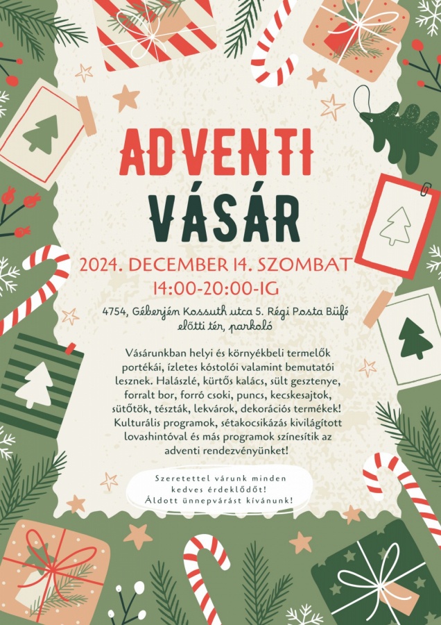 Adventi Vásár Géberjén 2024 - Programturizmus