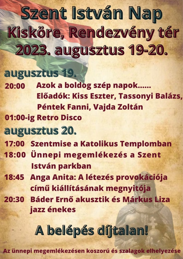 Szent István Nap Kisköre 2023. Ünnepi programok - Programturizmus